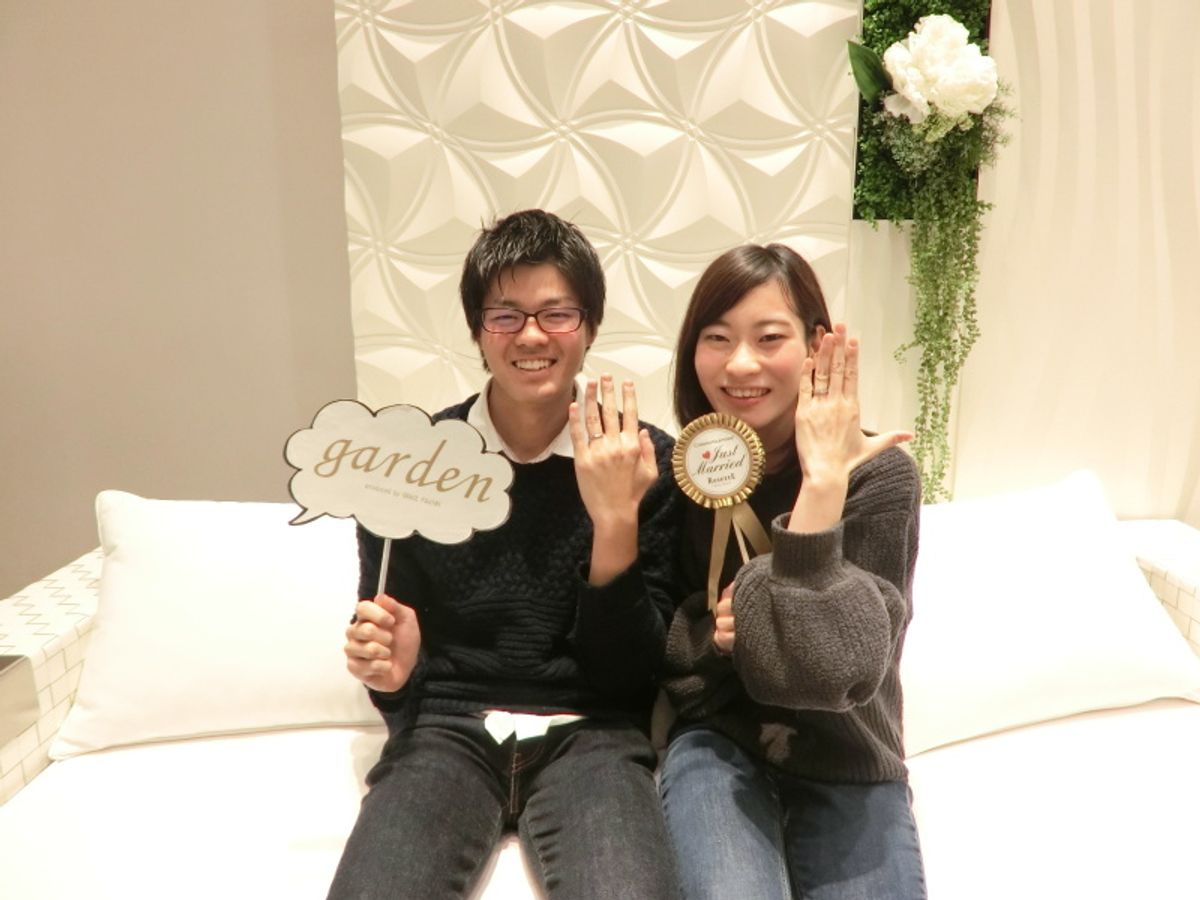 M様＆K様【garden(ガーデン)】運命の指輪と出会う事ができました。｜ 結婚指輪・婚約指輪の口コミならRingraph