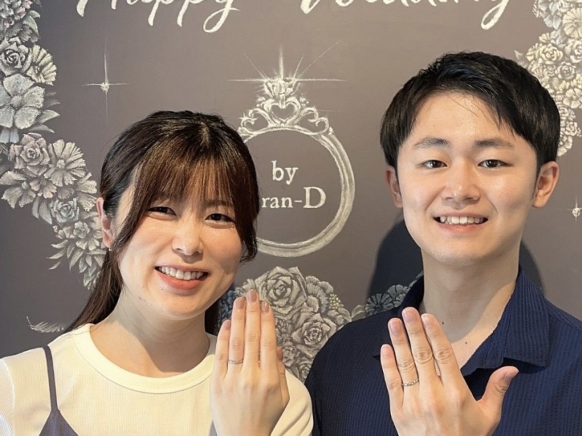 K様カップル【Gran‐D(グランディー)】アシンメトリーの輝きで上品に♪｜ 結婚指輪・婚約指輪の口コミならRingraph