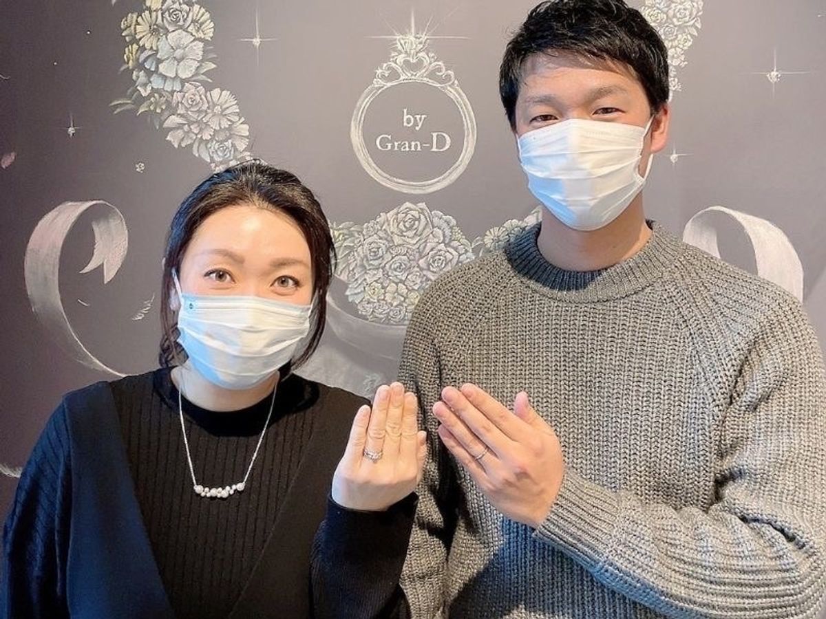 H様カップル【Gran‐D(グランディー)】上品な指輪で重ね着けも上品に♪｜ 結婚指輪・婚約指輪の口コミならRingraph