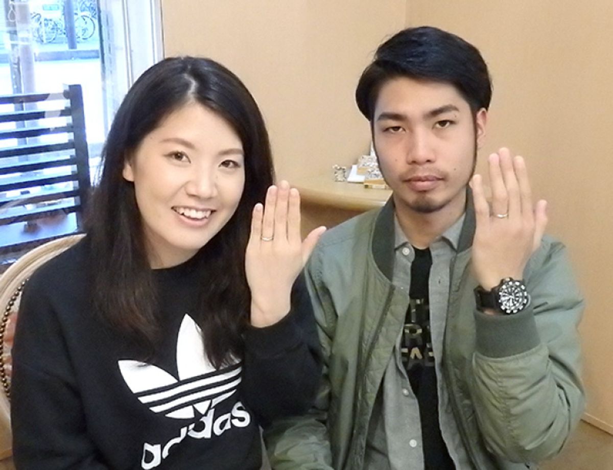 【福島県 会津若松市 M様カップル】指がきれいに見えるVラインの結婚指輪SIND BAD(シンドバット)｜Ringraph(リングラフ)