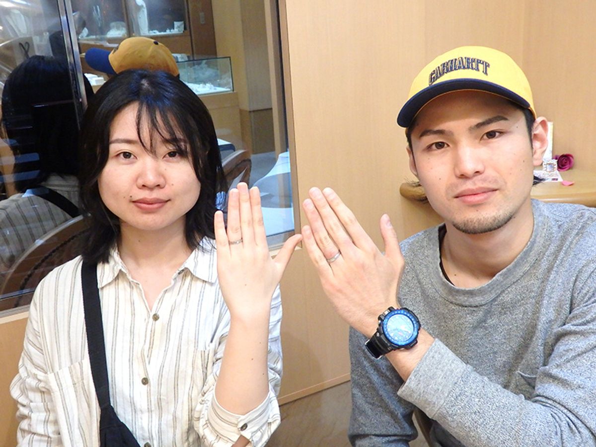 S様カップル【SIND BAD(シンドバット)】鍛造結婚指輪をセミオーダー！｜ 結婚指輪・婚約指輪の口コミならRingraph